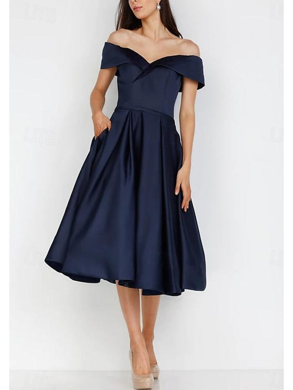Nafori A-Line/Princess Sweetheart Sleeveless Tea Length Cocktail ...